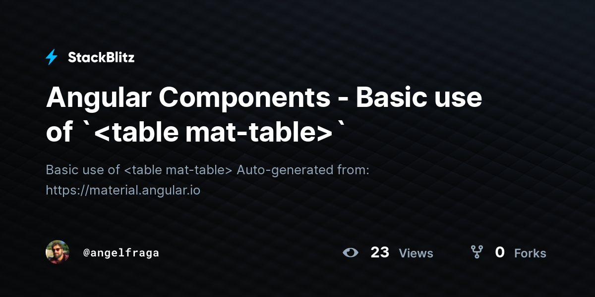Angular Components - Basic use of ` ` - StackBlitz
