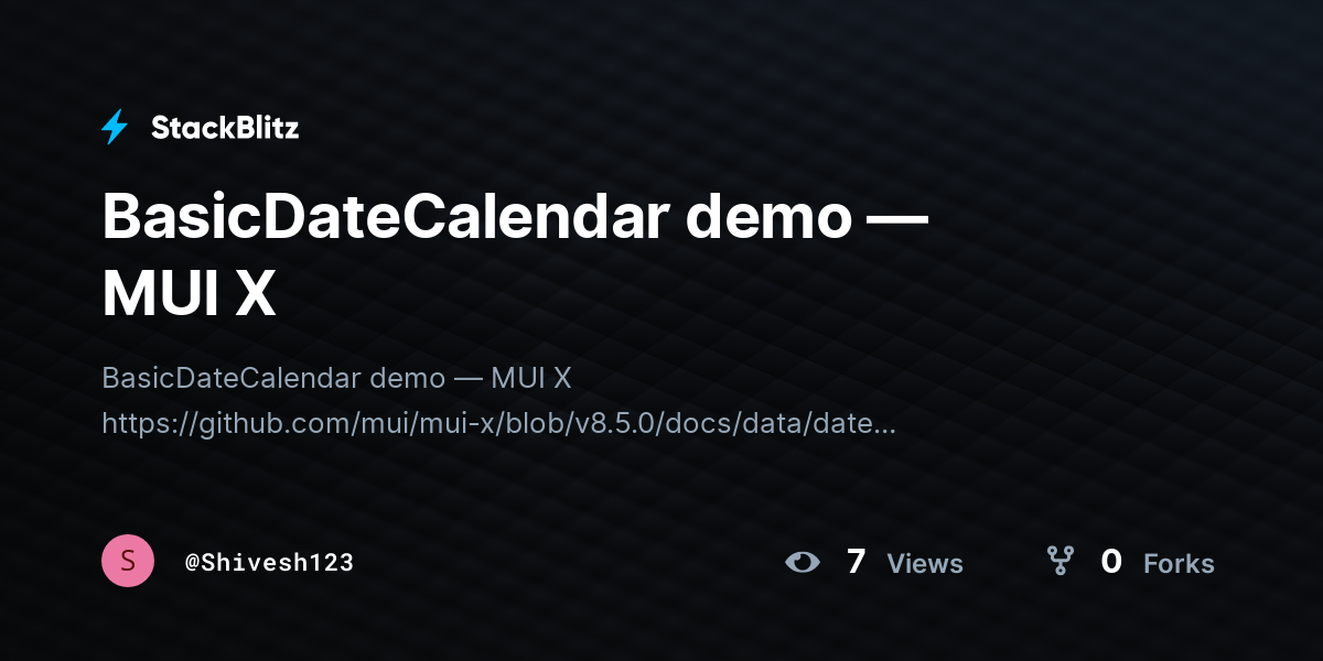 BasicDateCalendar demo — MUI X - StackBlitz