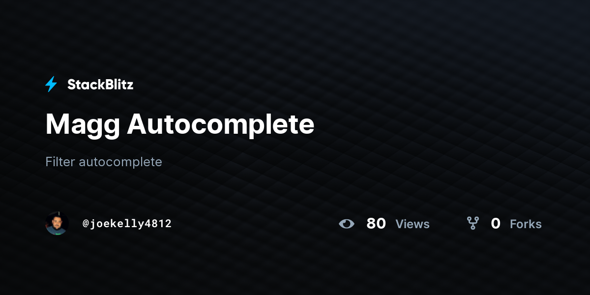 Magg Autocomplete - StackBlitz