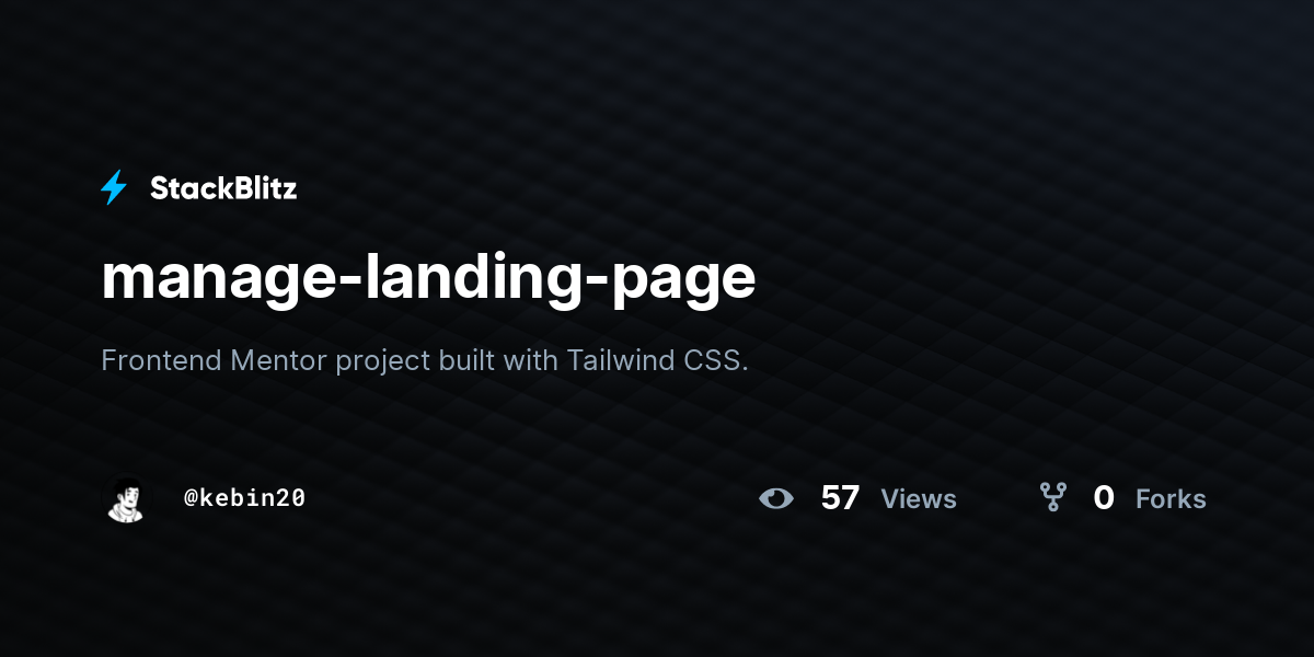 Manage Landing Page Stackblitz