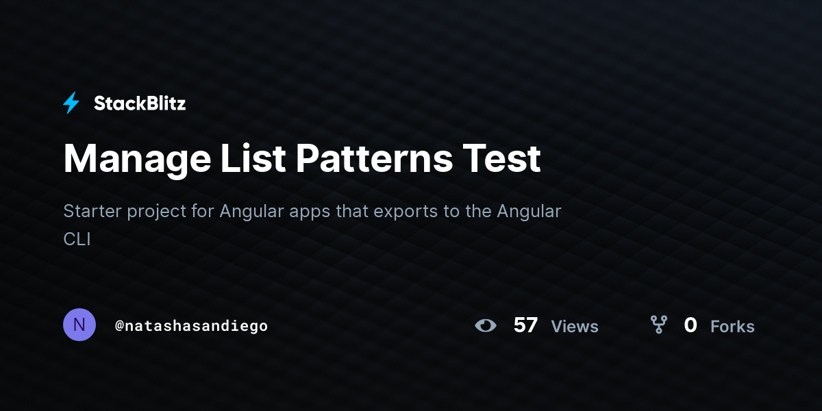 Manage List Patterns Test - StackBlitz