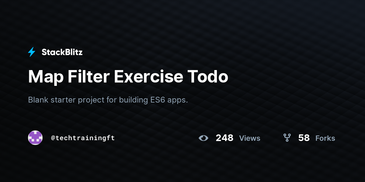Map Filter Exercise Todo - StackBlitz