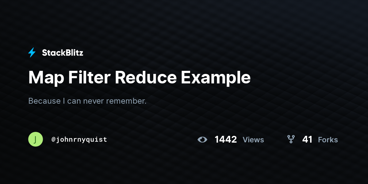 Map Filter Reduce Example - StackBlitz