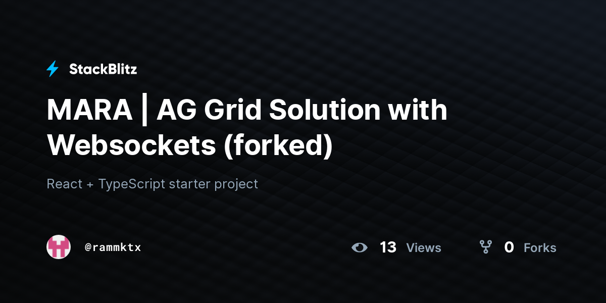 MARA | AG Grid Solution with Websockets (forked) - StackBlitz MARA | AG Grid Solution with Websockets (forked) - StackBlitz