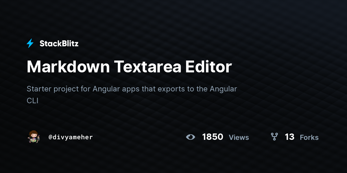Markdown Textarea Editor - StackBlitz
