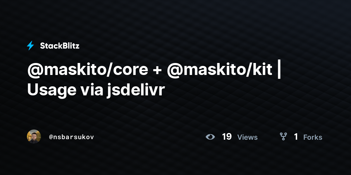 @maskito/core + @maskito/kit | Usage via jsdelivr - StackBlitz
