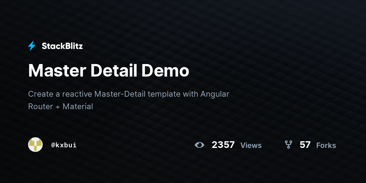 Master Detail Demo Stackblitz