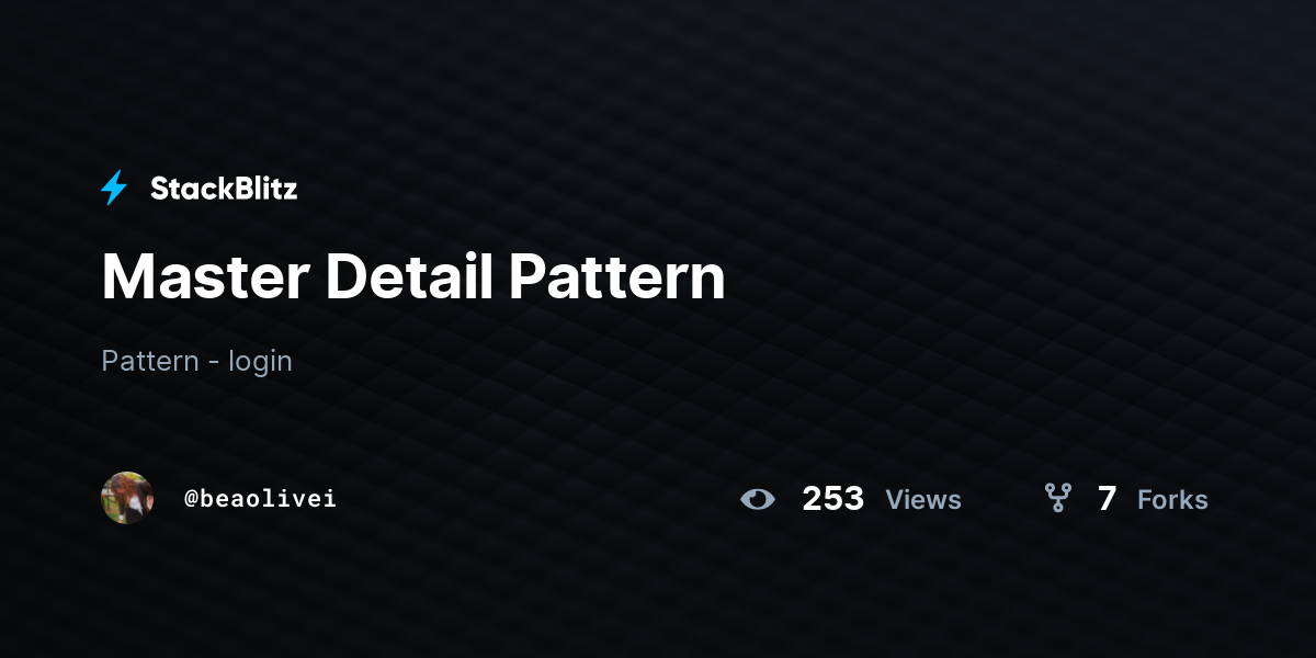 Master Detail Pattern - StackBlitz