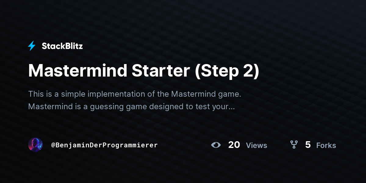 Mastermind Starter (Step 2) - StackBlitz