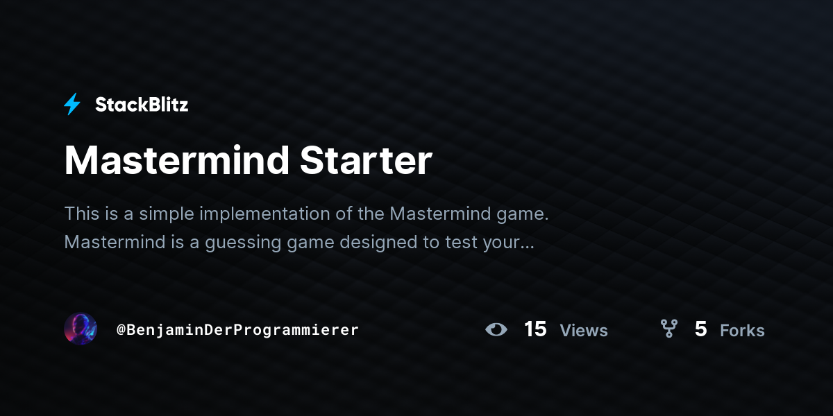 Mastermind Starter - StackBlitz