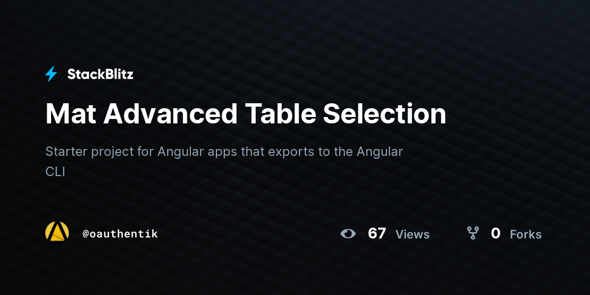 Mat Advanced Table Selection - StackBlitz