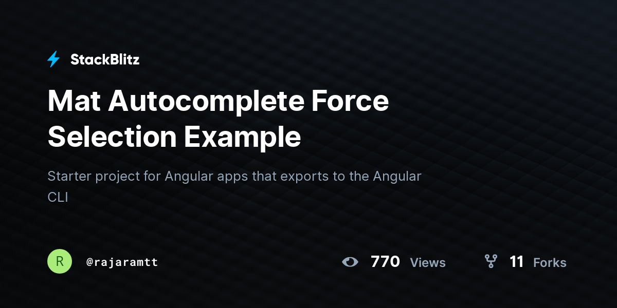 Mat Autocomplete Force Selection Example - StackBlitz