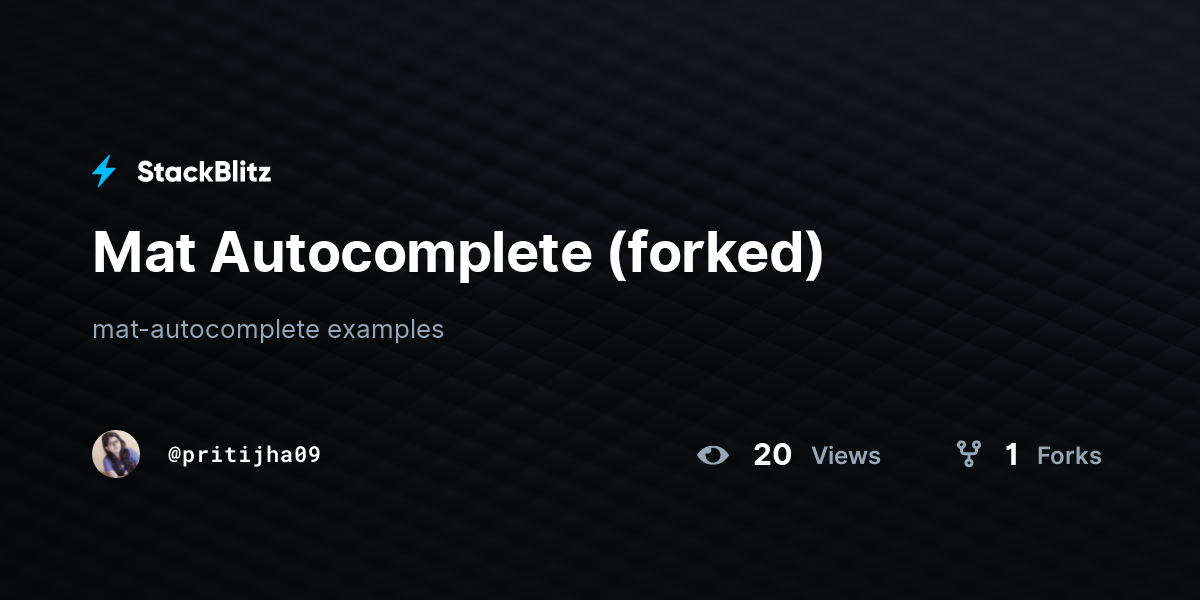 Mat Autocomplete (forked) - StackBlitz
