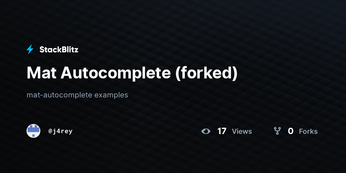 Mat Autocomplete (forked) - StackBlitz