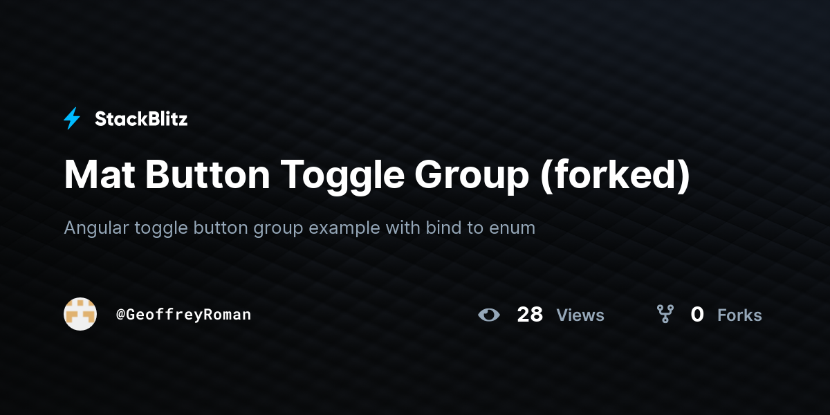 Mat Button Toggle Group (forked) - StackBlitz Mat Button Toggle Group (forked) - StackBlitz