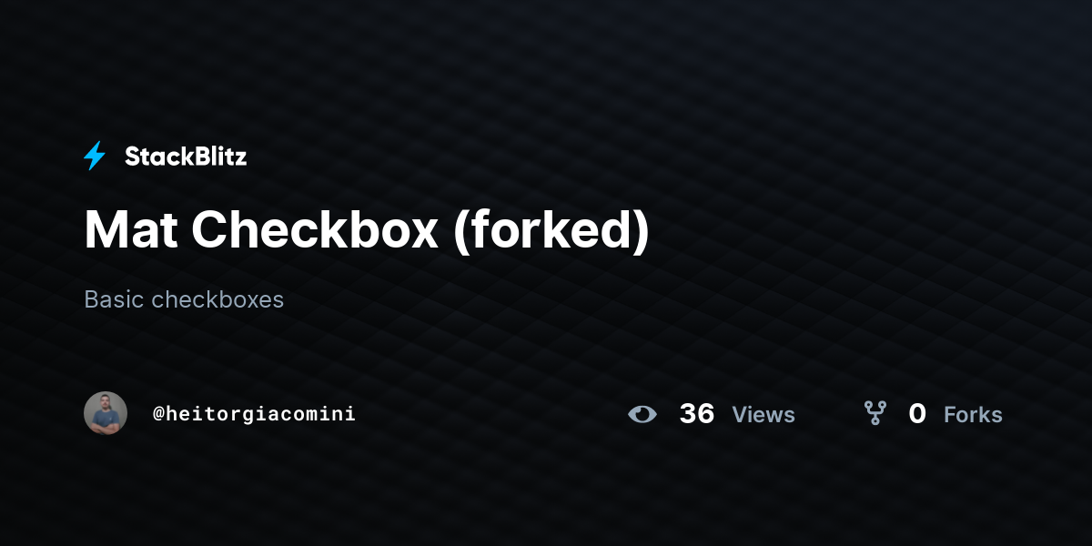 Mat Checkbox (forked) - StackBlitz