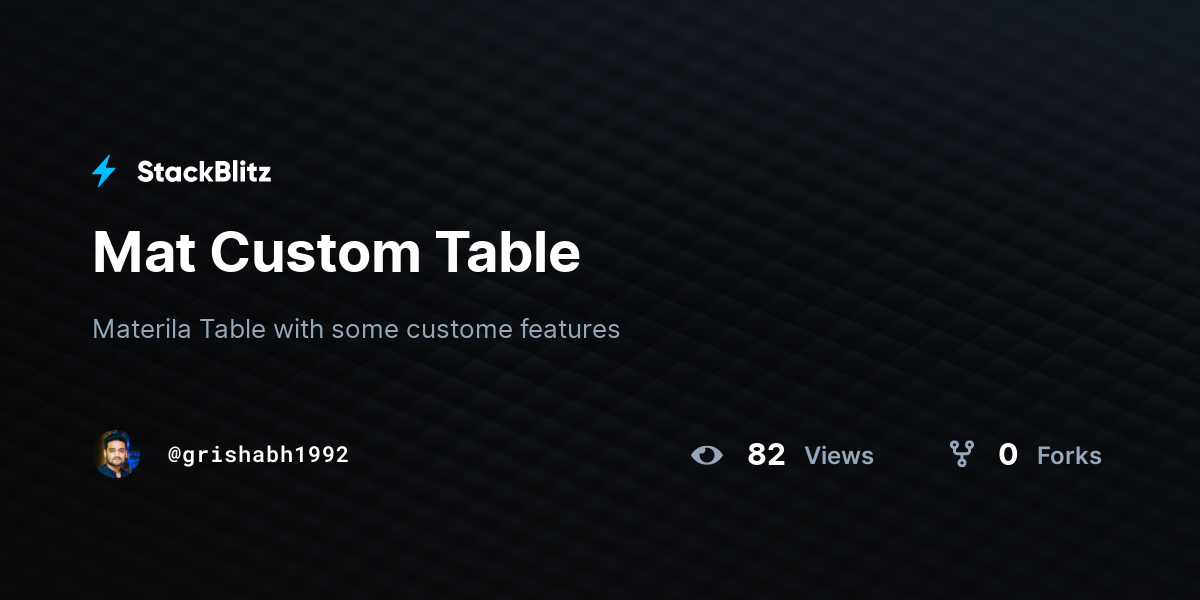 Mat Custom Table - StackBlitz