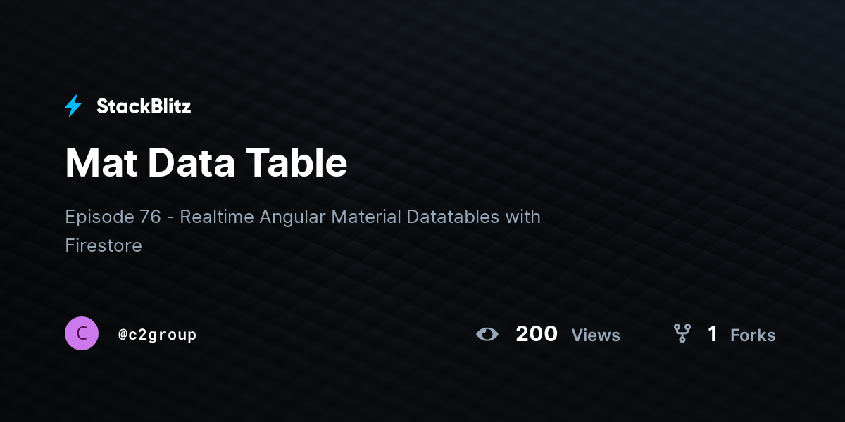 Mat Data Table - StackBlitz