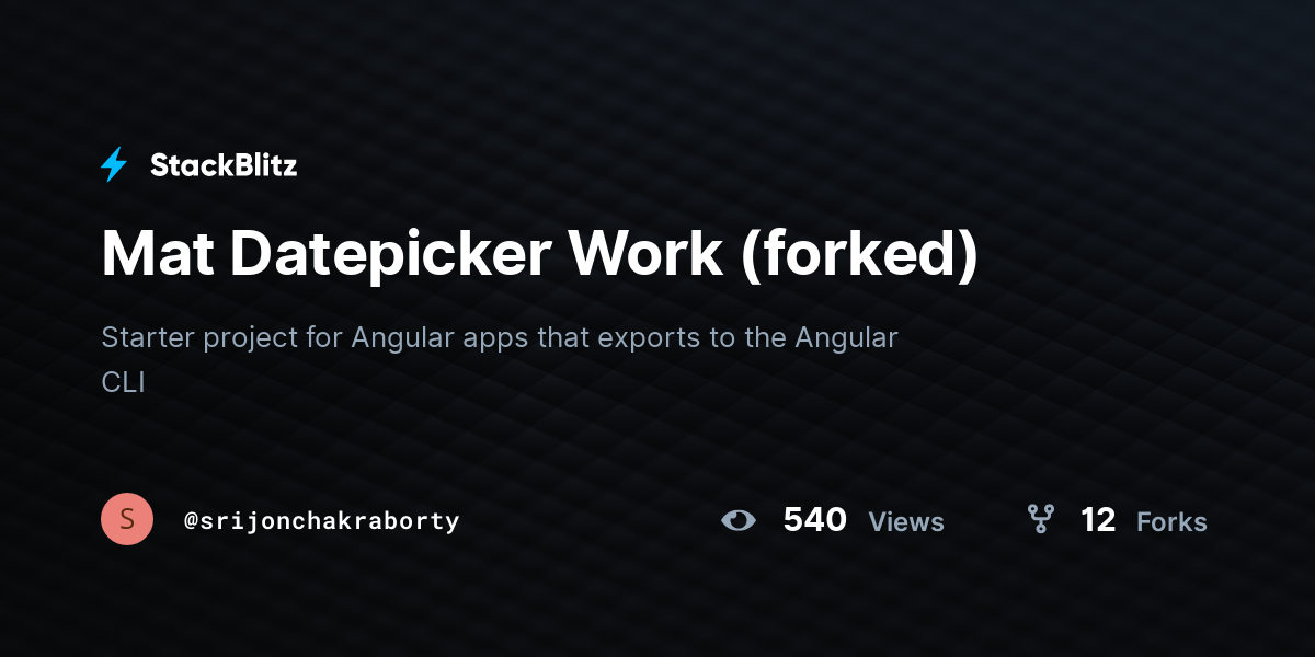 Mat Datepicker Work Forked Stackblitz 