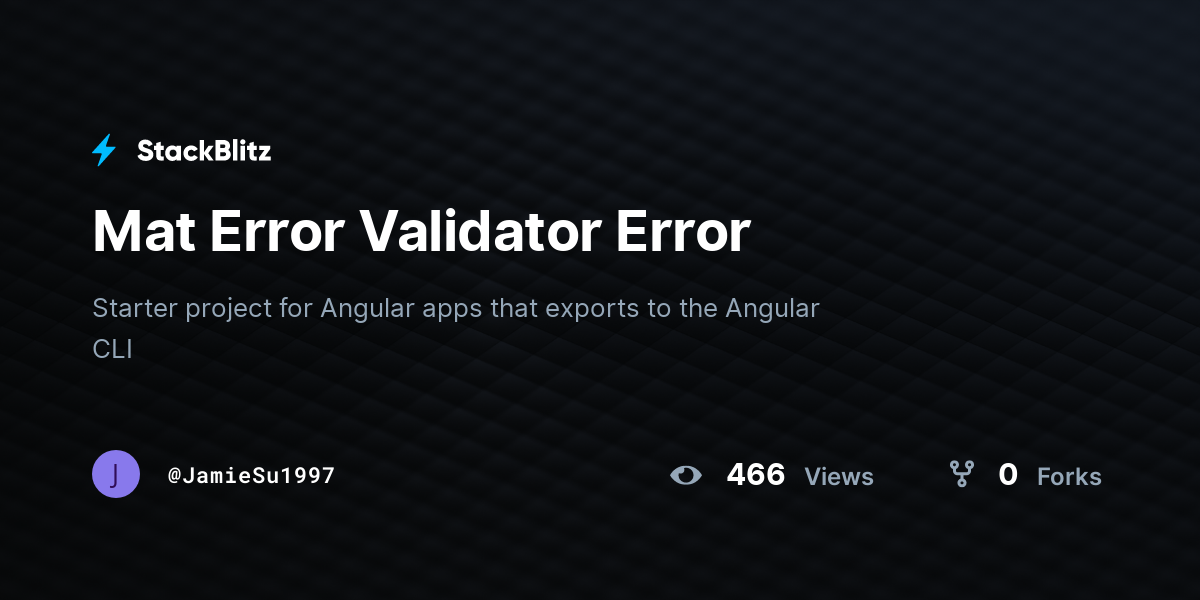 Mat Error Validator Error - StackBlitz