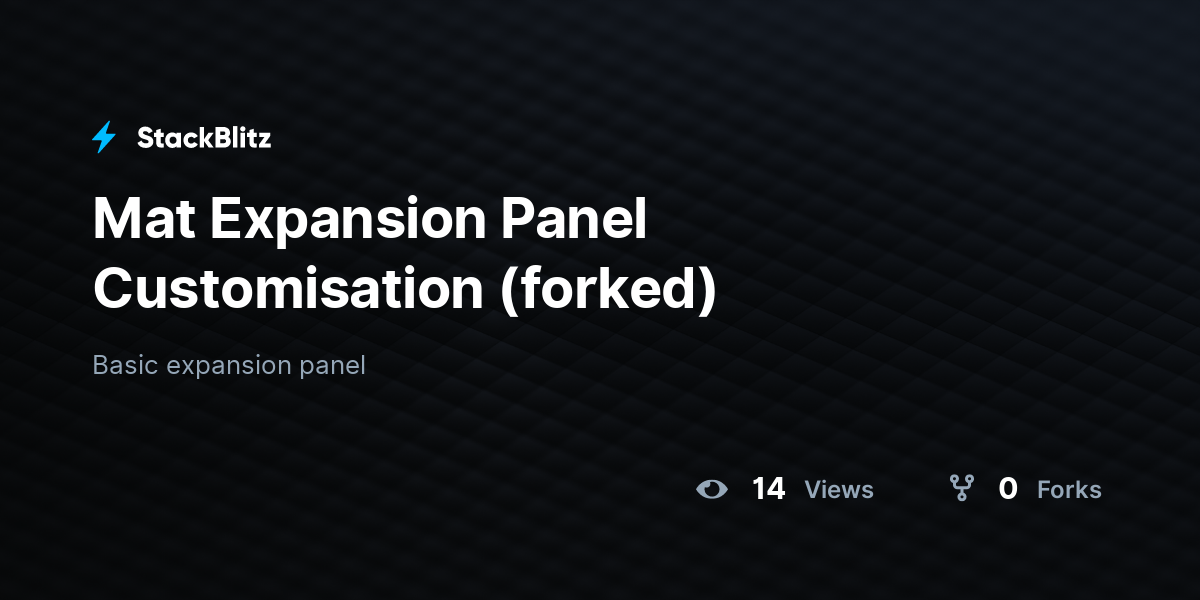 Mat Expansion Panel Customisation (forked) - StackBlitz