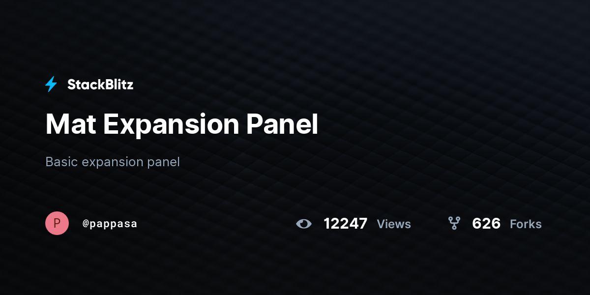 Mat Expansion Panel - StackBlitz Mat Expansion Panel - StackBlitz