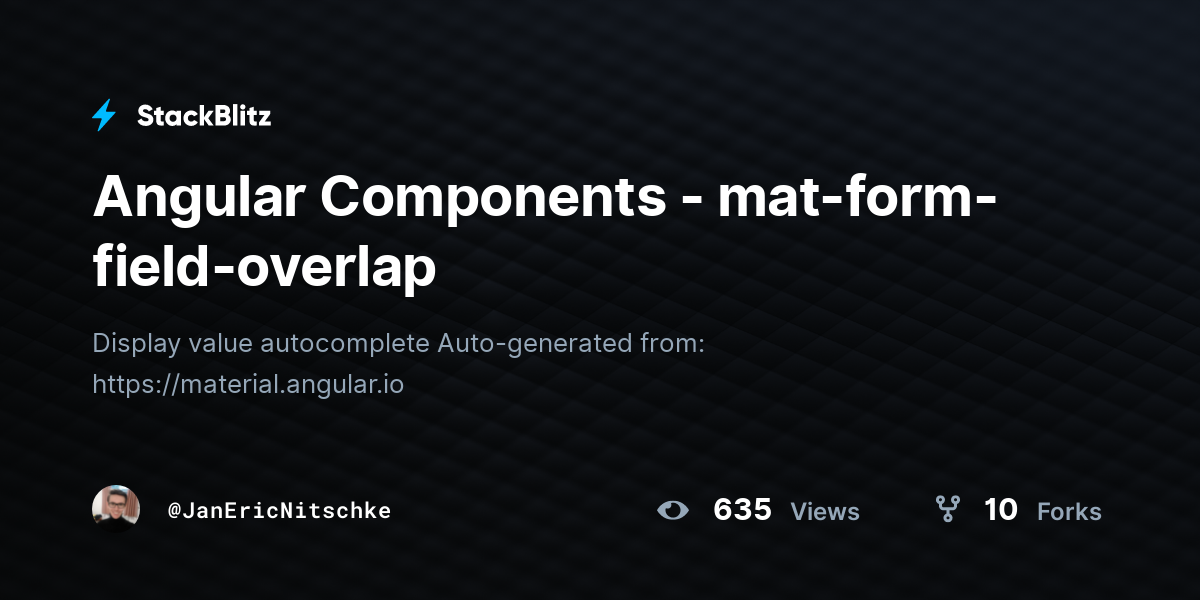 Angular Components - mat-form-field-overlap - StackBlitz