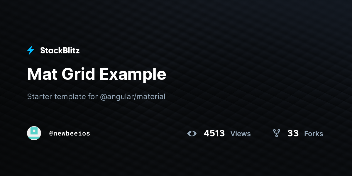 Mat Grid Example - StackBlitz
