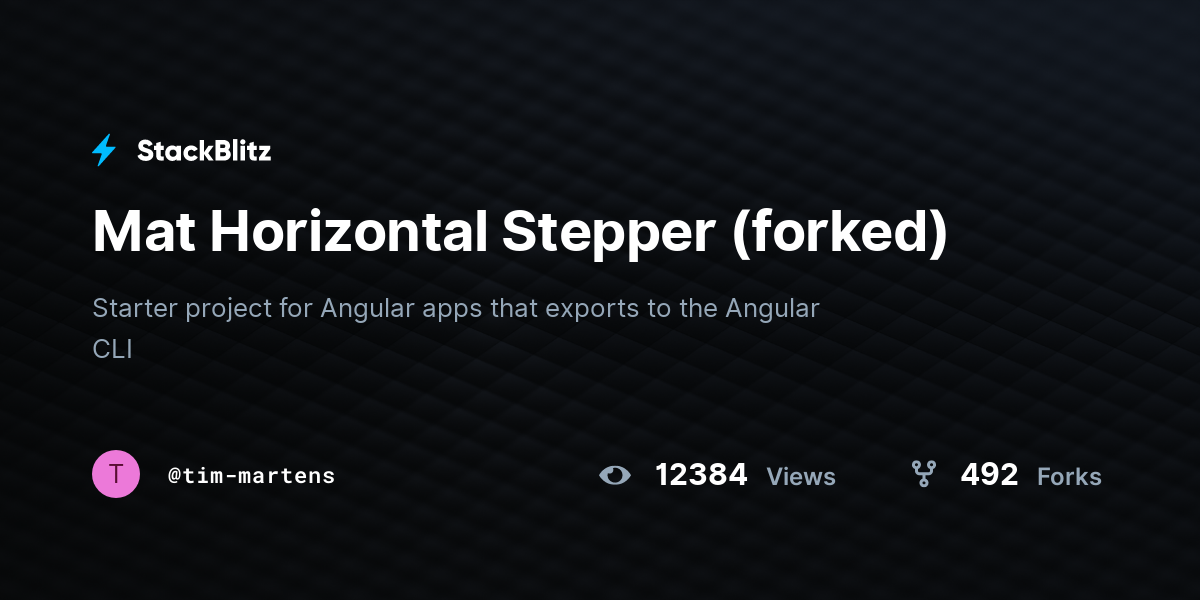 Mat Horizontal Stepper (forked) - StackBlitz