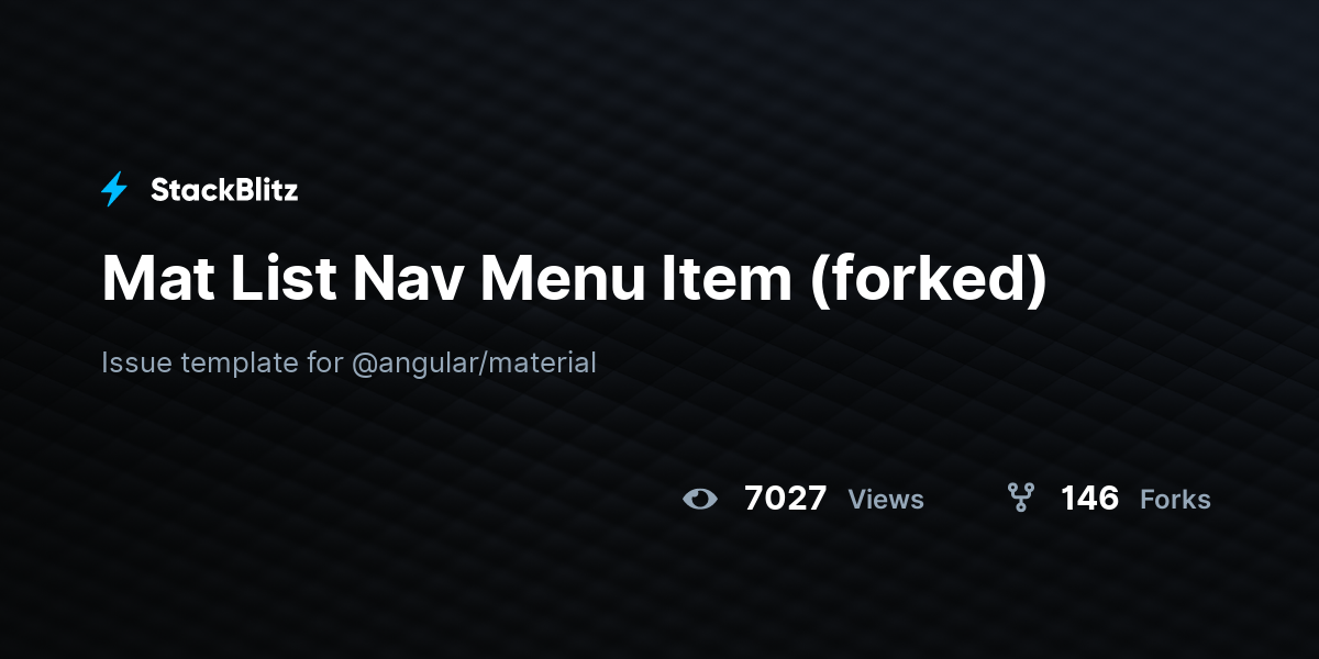Mat List Nav Menu Item (forked) - StackBlitz