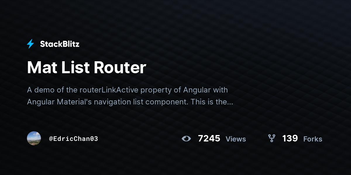 Mat List Router - StackBlitz