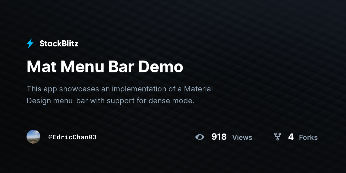 Mat Menu Bar Demo - StackBlitz
