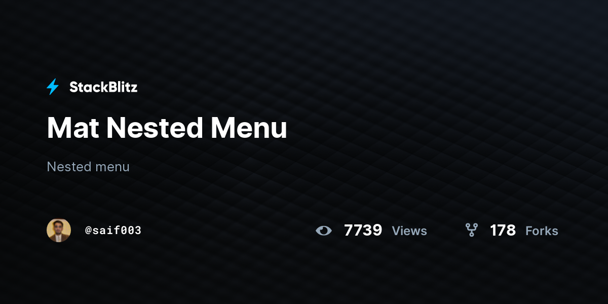 Mat Nested Menu - StackBlitz
