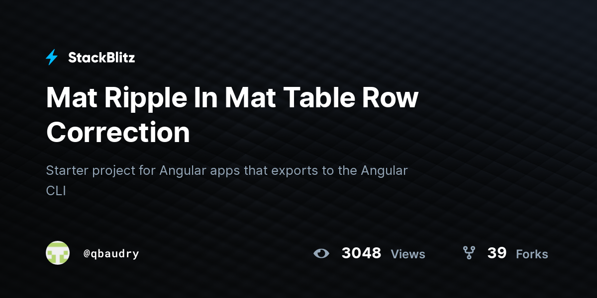 Mat Ripple In Mat Table Row Correction - StackBlitz