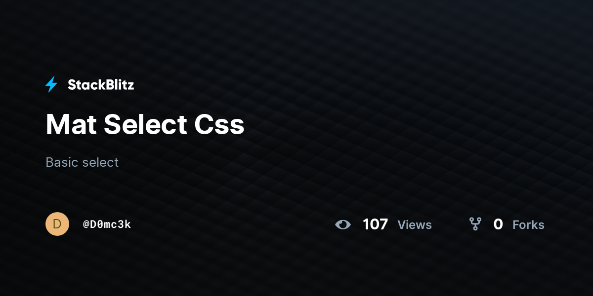 Mat Select Css - StackBlitz