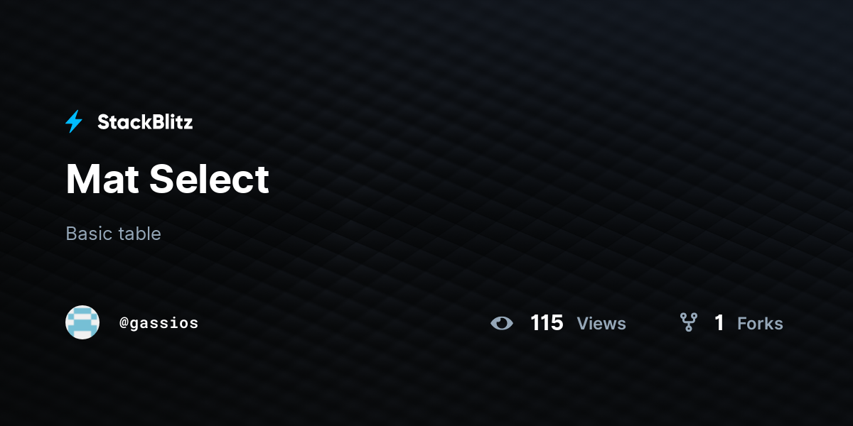 Mat Select - StackBlitz