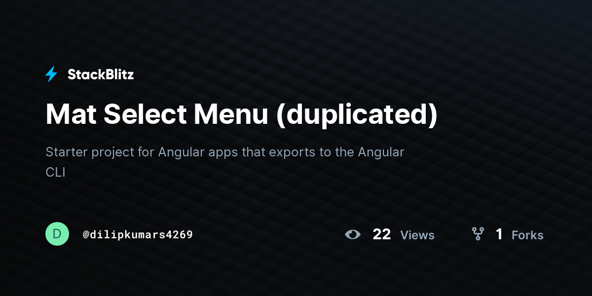 Mat Select Menu (duplicated) - StackBlitz