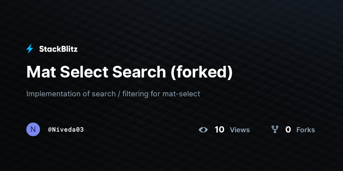Mat Select Search (forked) - StackBlitz