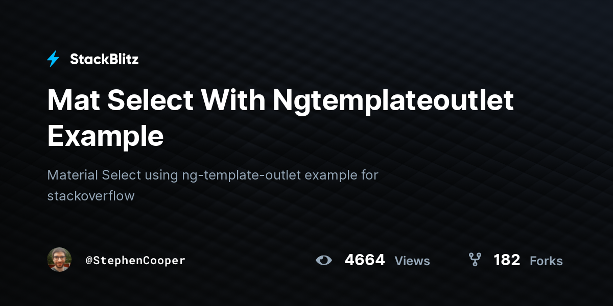 Mat Select With Ngtemplateoutlet Example - StackBlitz Mat Select With Ngtemplateoutlet Example - StackBlitz