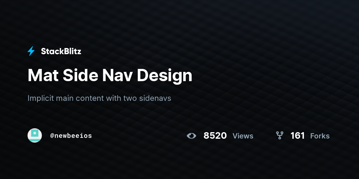 Mat Side Nav Design - StackBlitz