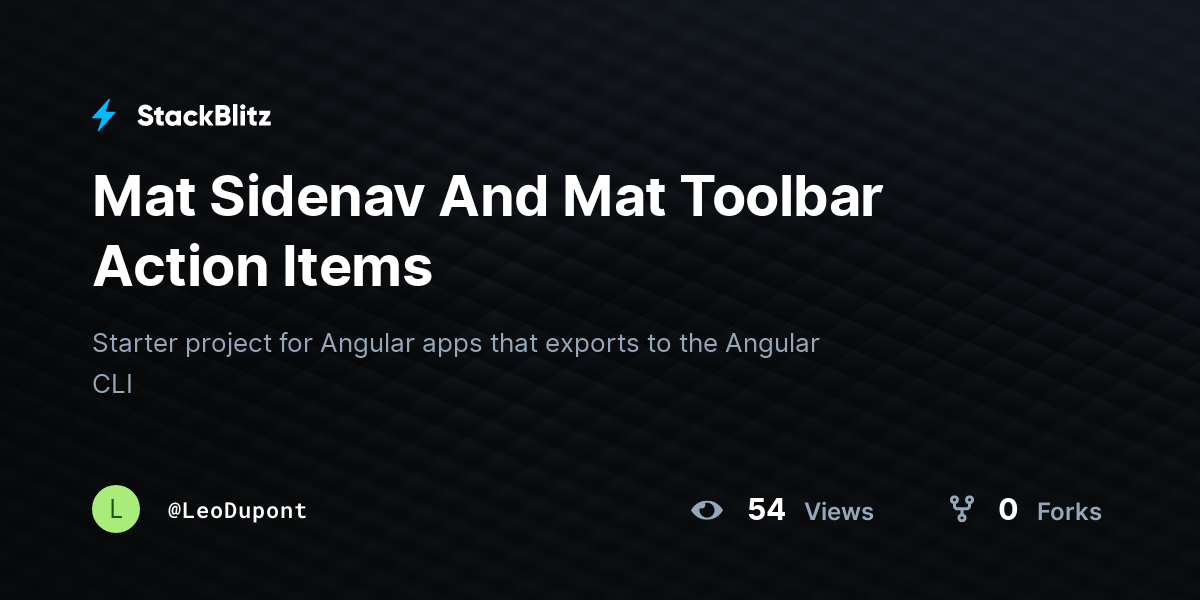 Mat Sidenav And Mat Toolbar Action Items - StackBlitz