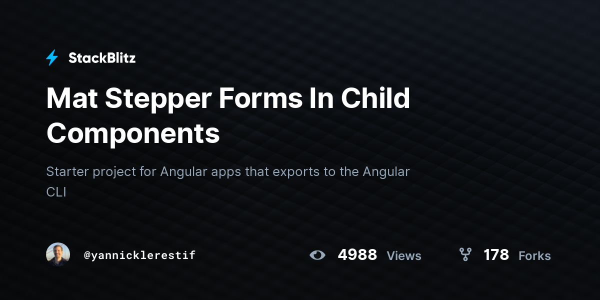 Mat Stepper Forms In Child Components - StackBlitz