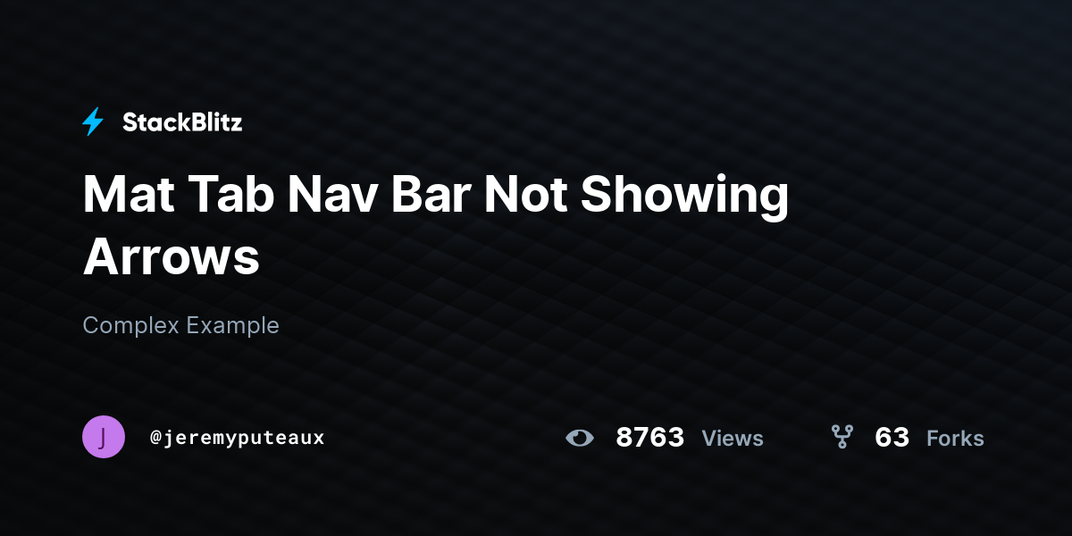 Mat Tab Nav Bar Not Showing Arrows - StackBlitz Mat Tab Nav Bar Not Showing Arrows - StackBlitz