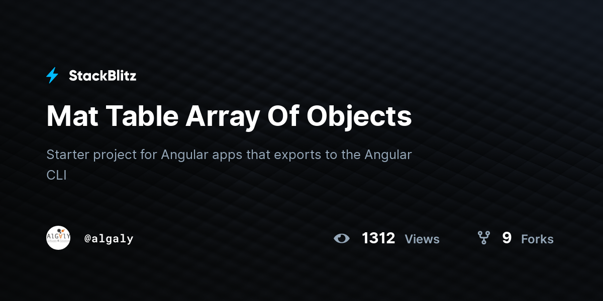 Mat Table Array Of Objects - StackBlitz