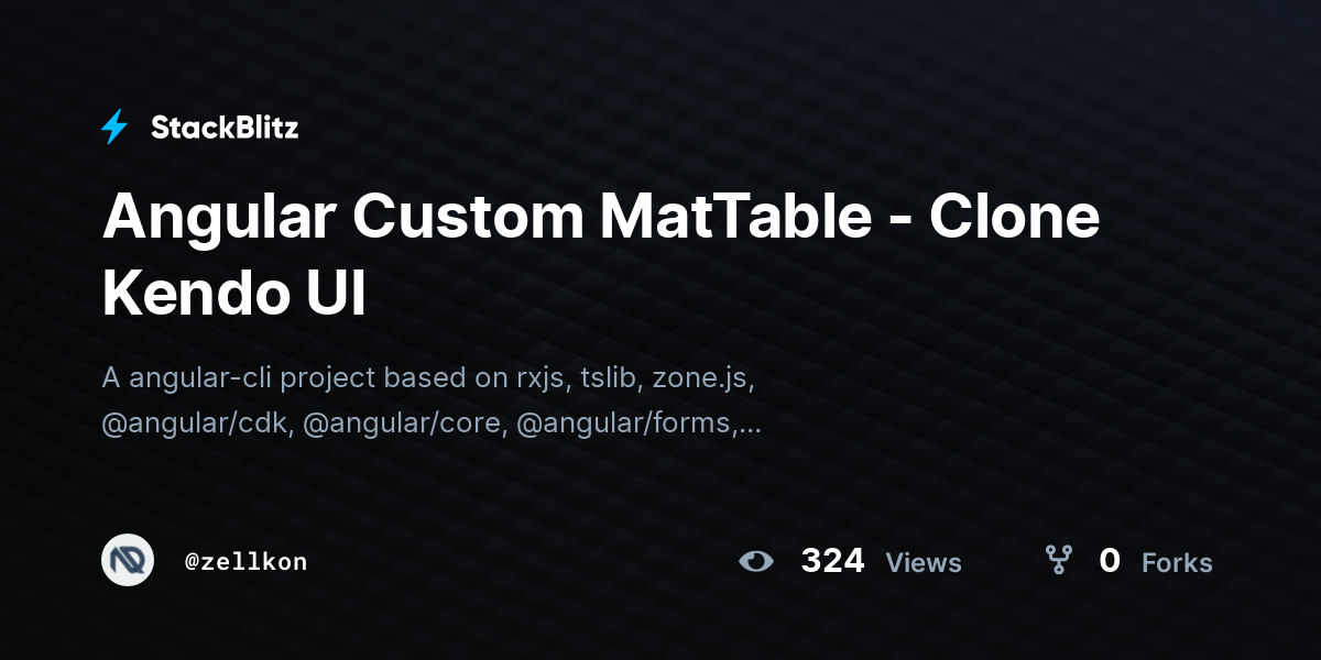 Angular Custom MatTable - Clone Kendo UI - StackBlitz