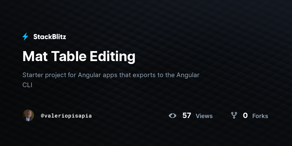 Mat Table Editing - StackBlitz