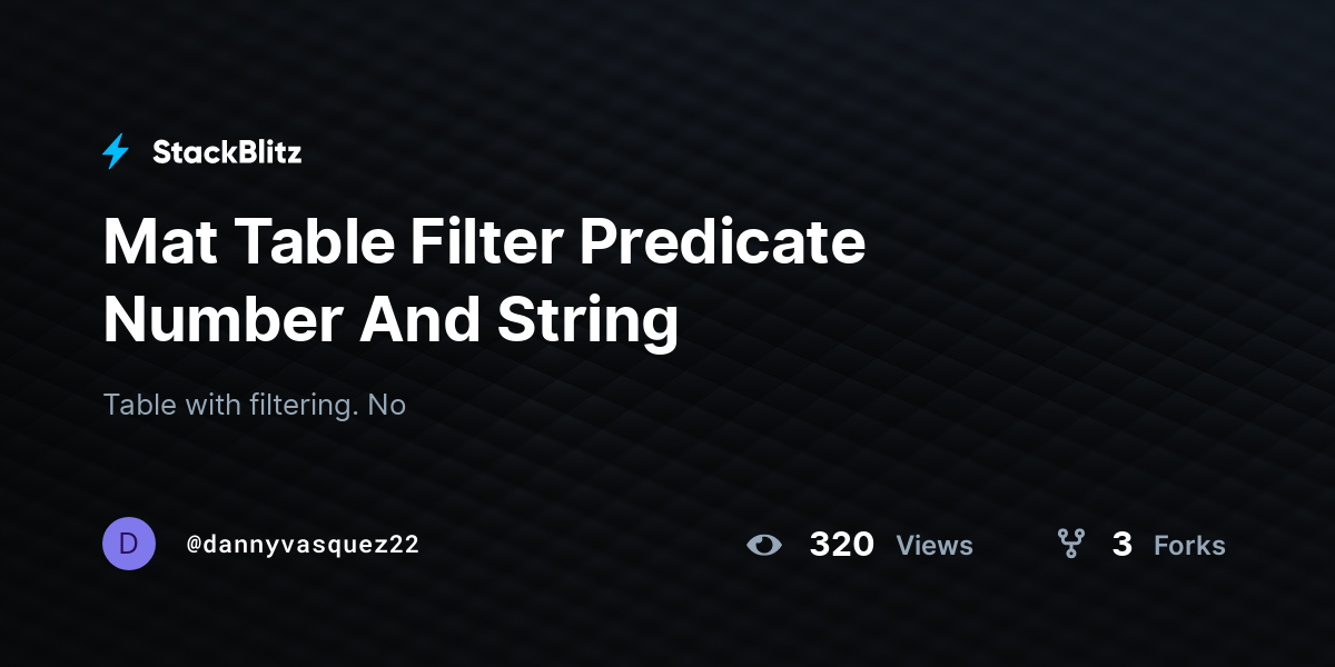 Mat Table Filter Predicate Number And String - StackBlitz