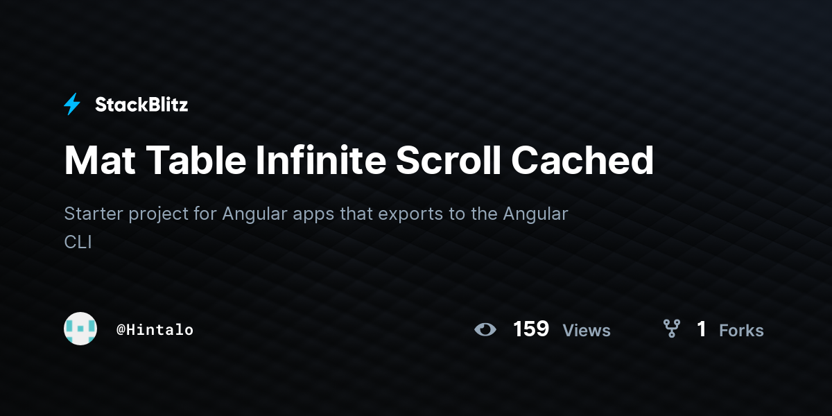 Mat Table Infinite Scroll Cached - StackBlitz