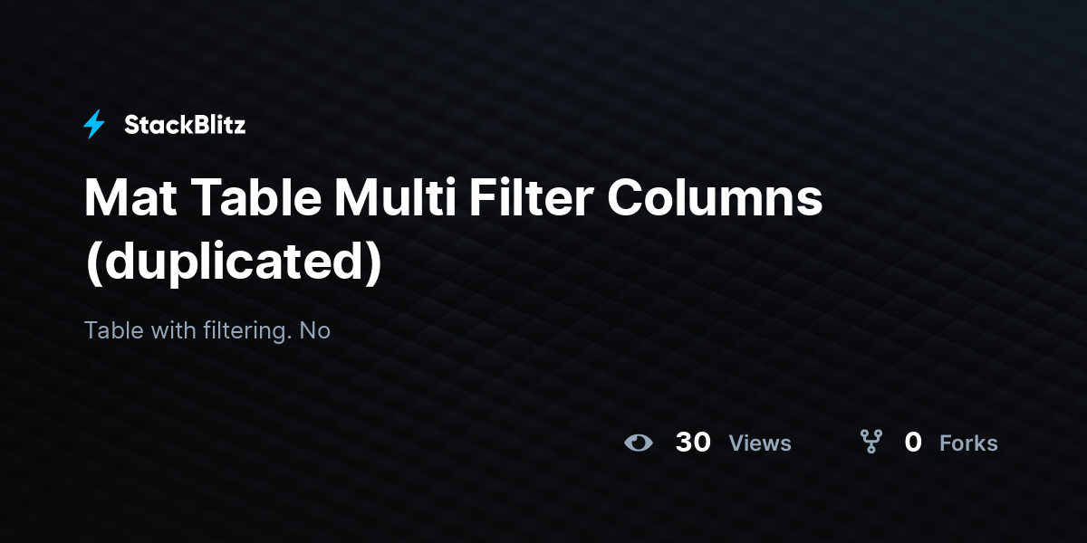 Mat Table Multi Filter Columns (duplicated) - StackBlitz