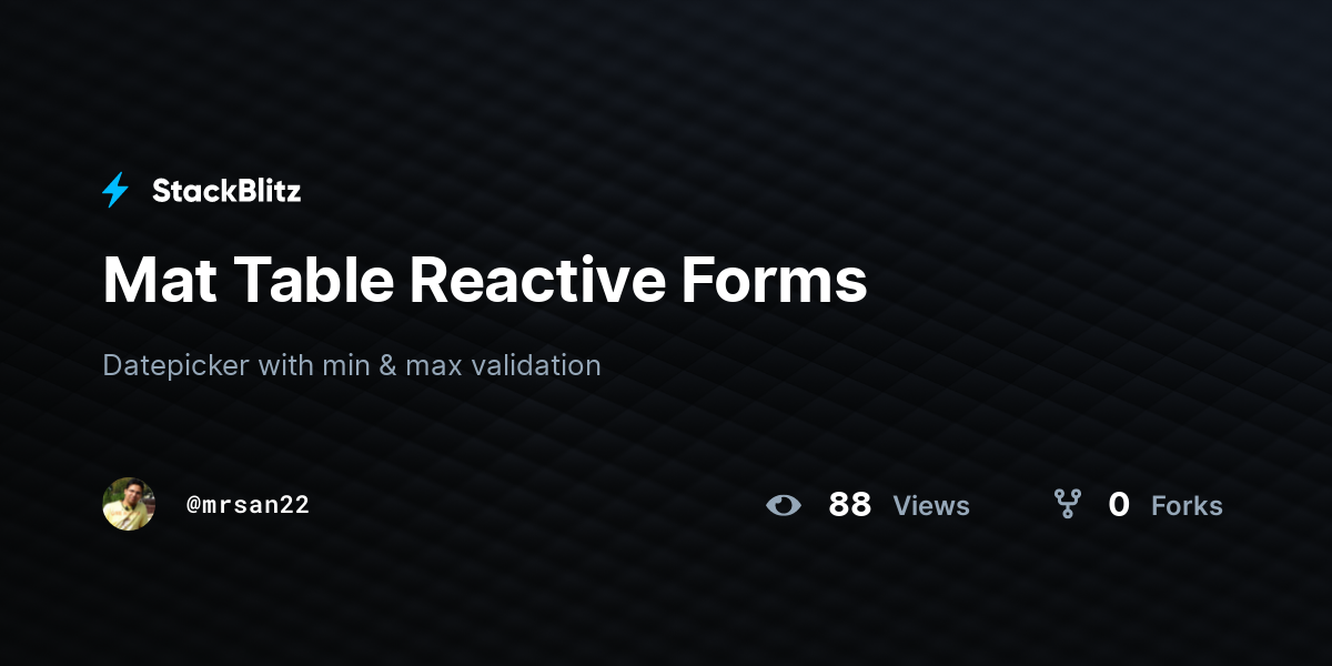 Mat Table Reactive Forms - StackBlitz